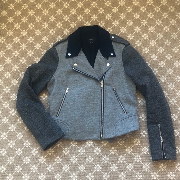 Theory | Jackets & Coats | Theory Wool Blend Moto Jacket In Blue Gray ...